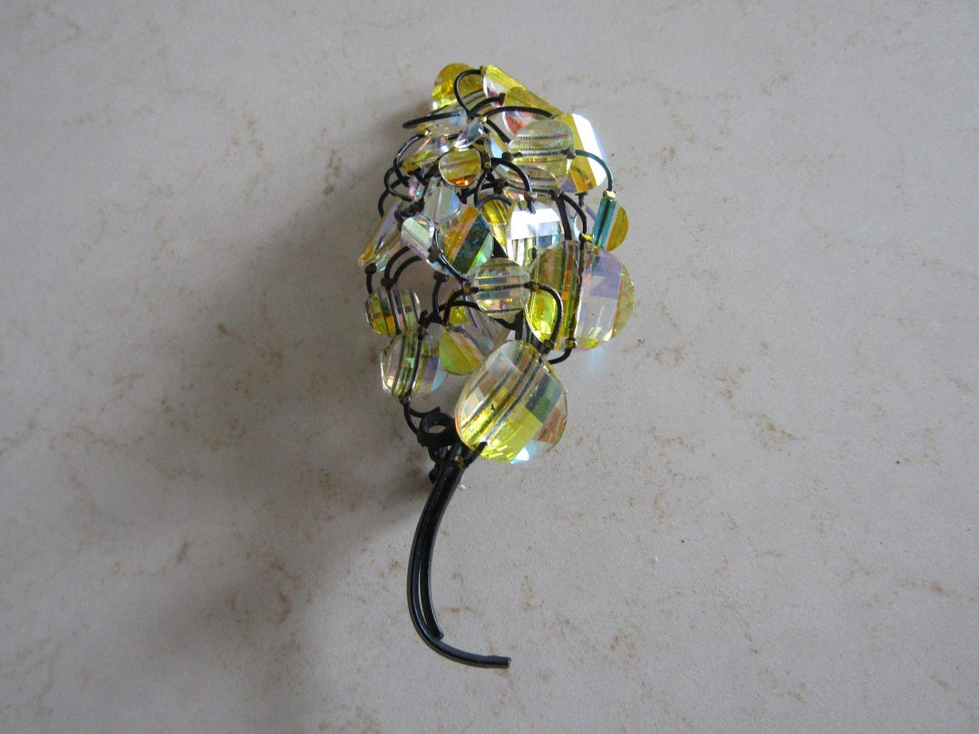 Vintage Crystal Beaded Pin Brooch - Etsy