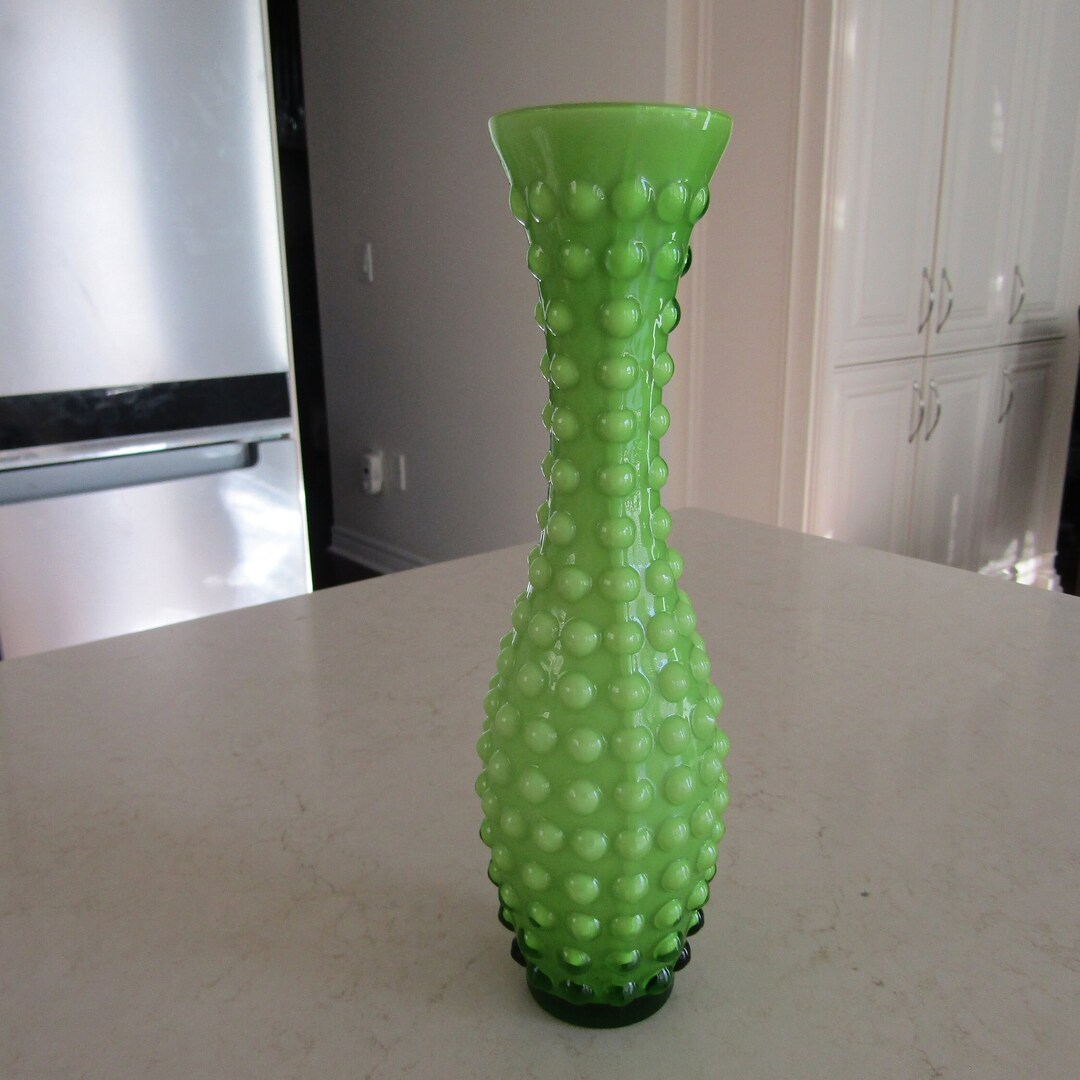 Vintage Hobnail Cased Glass Vase - Etsy