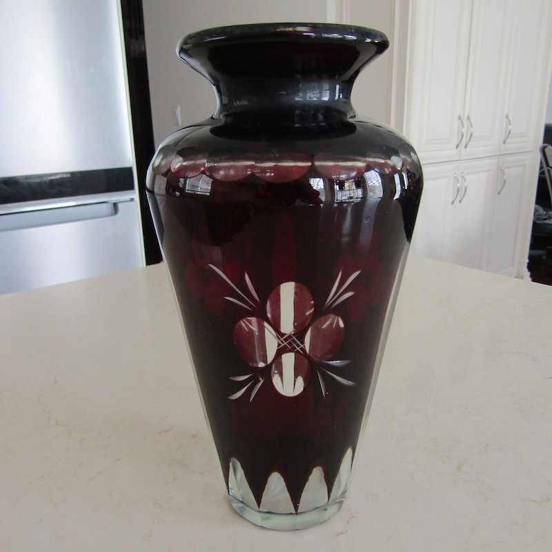 Ruby Red Vase - Etsy