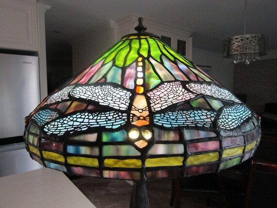 Vintage Dale Tiffany Dragonfly Lamp - Etsy
