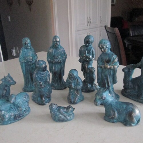 7 Piece Pastel Porcelain Nativity Set White Blue Ceramic - Etsy