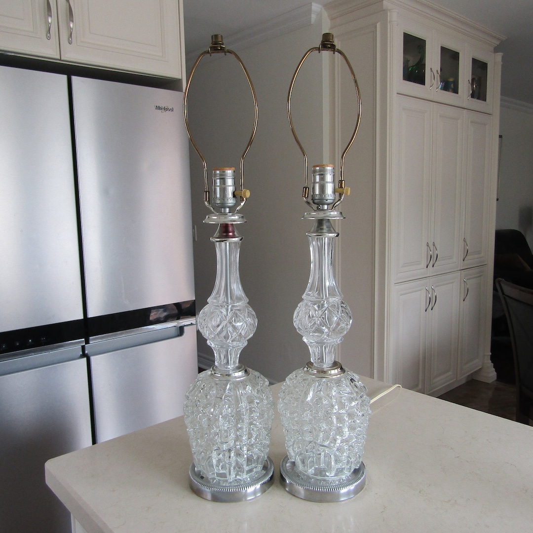2 Vintage Glass Lamp Bases - Etsy