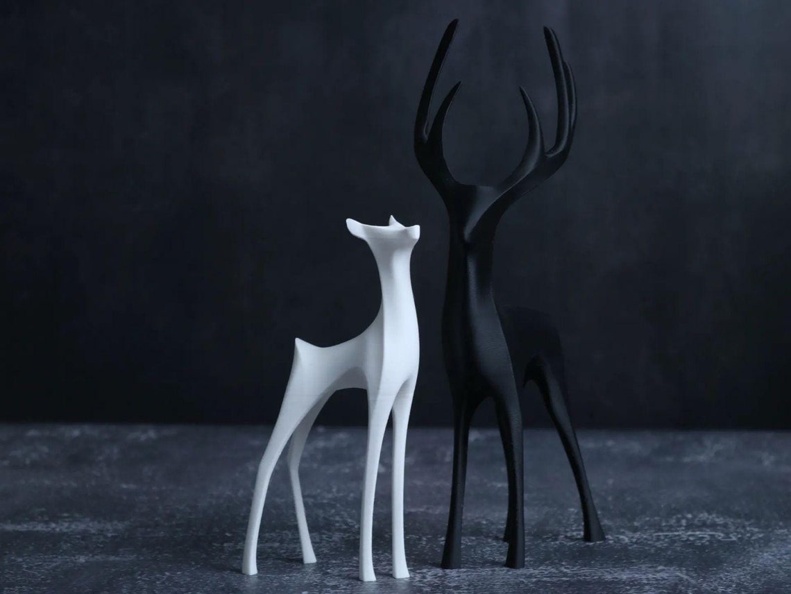 Handcrafted Minimalist Stag and Doe Sculpture Set, Gift Ornaments ...