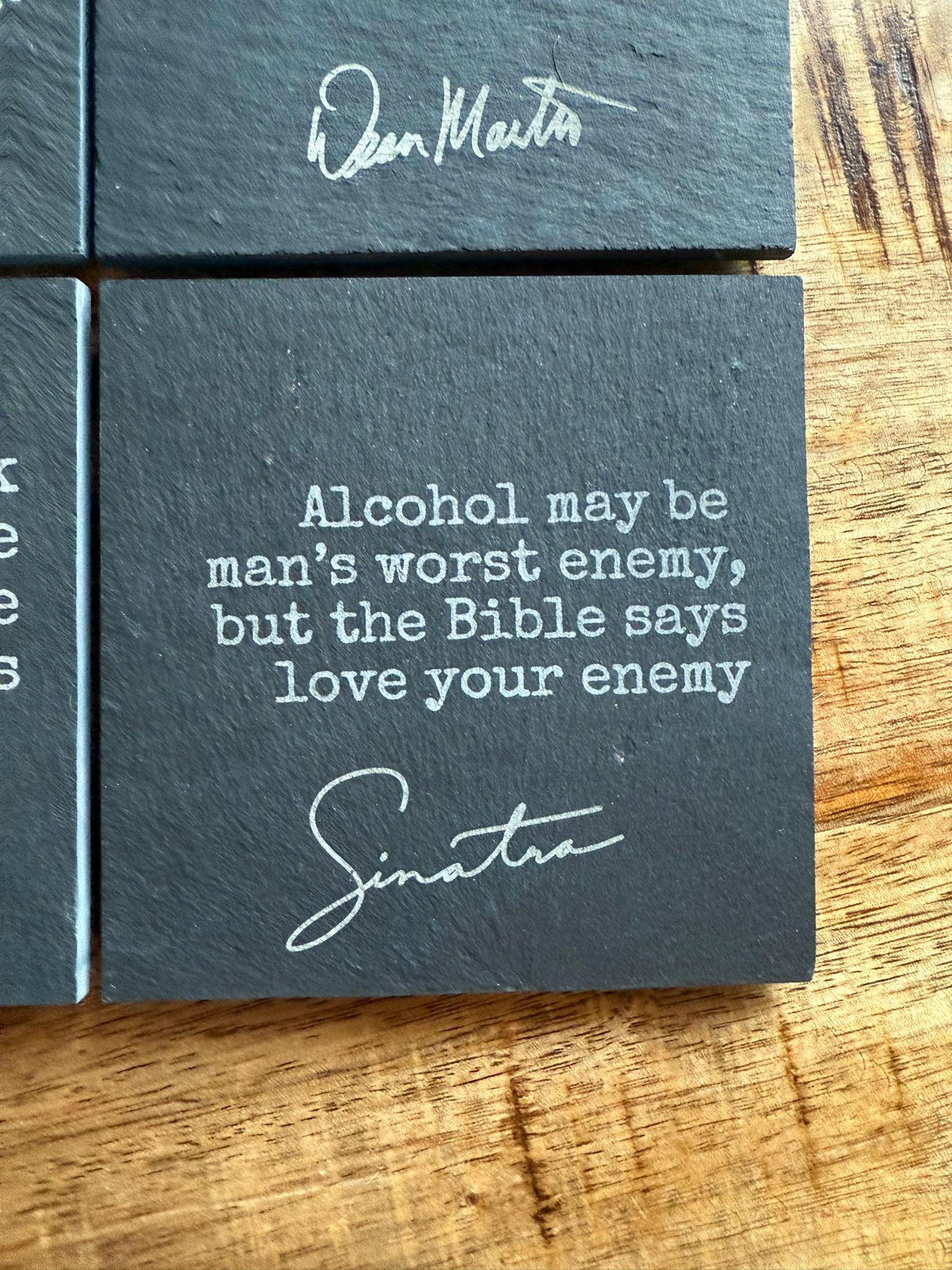 Set of 6 Witty Famous Drinking Quotes - Square Slate Coasters - Frank ...