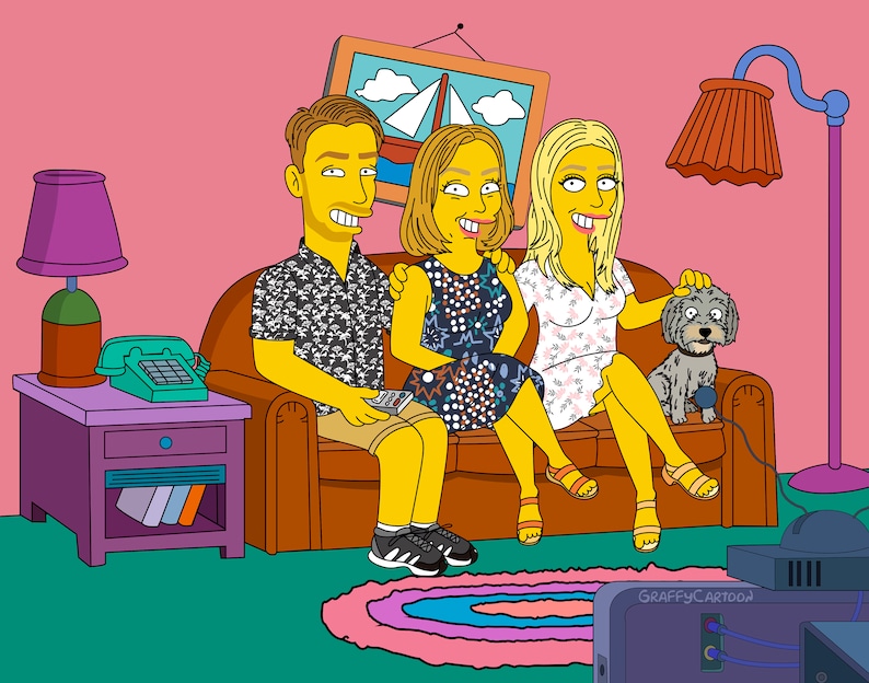 Simpsons Portrait Christmas Gift Idea Simpsons Couple | Etsy