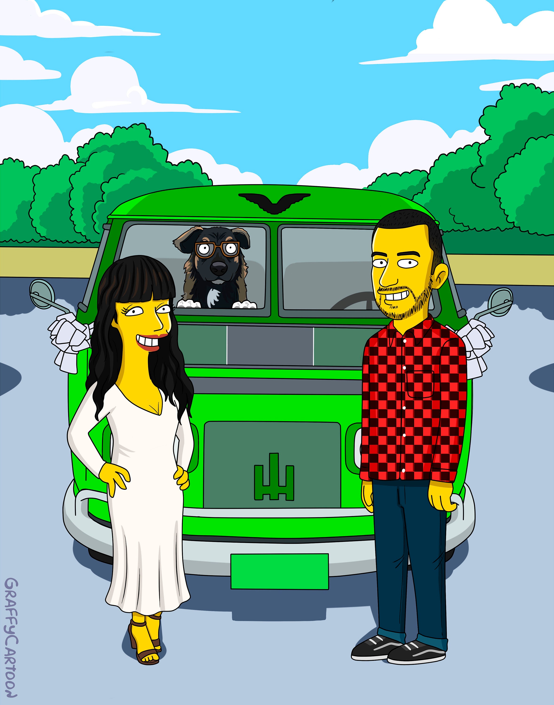 Drawing & Illustration Digital family portrait custom portrait Simpsons ...