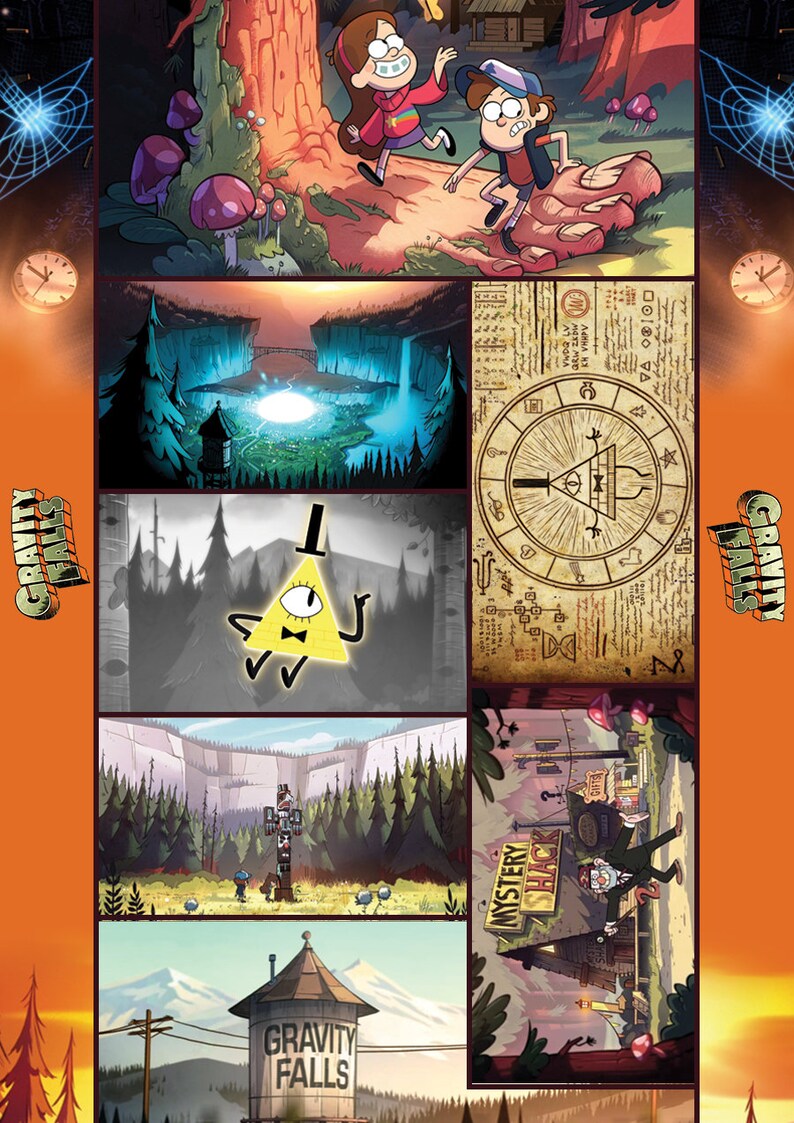 Collage of Gravity Falls Legal Sheet Size Decorative Paper or | Etsy