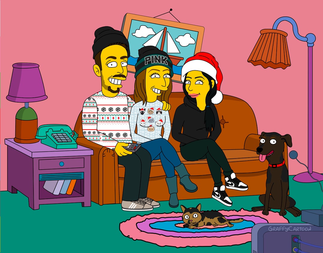 Simpsons Portrait Gift for Dad or Boyfriend. Custom Cartoon Art for ...