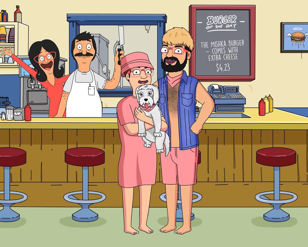 Bobs Burg Portrait, Bobs Burgers Portrait, Couple Bobs Burgers, LGBTQ ...