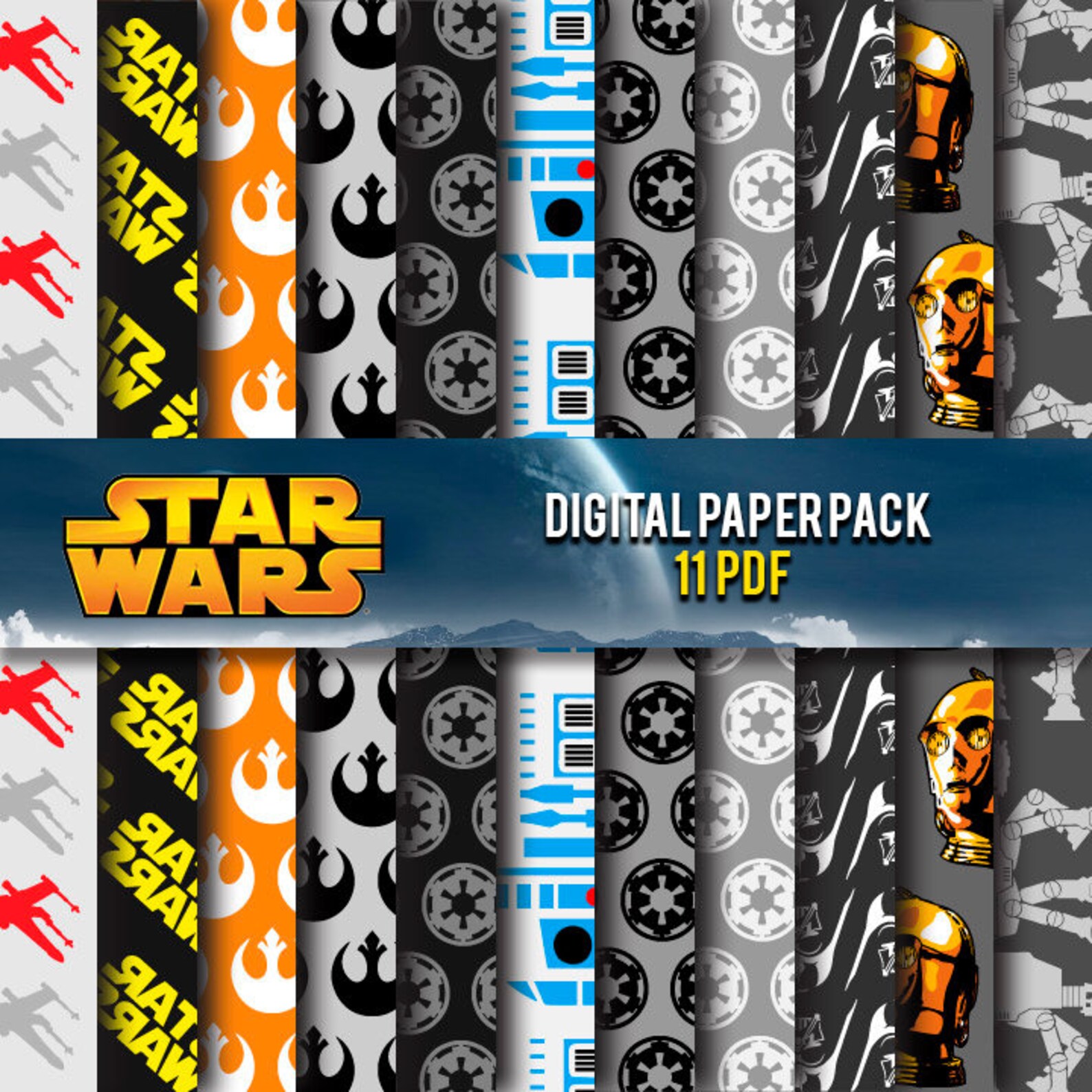 Star Wars Digital Paper Pack SUPER PACK 5 version 2 | Etsy