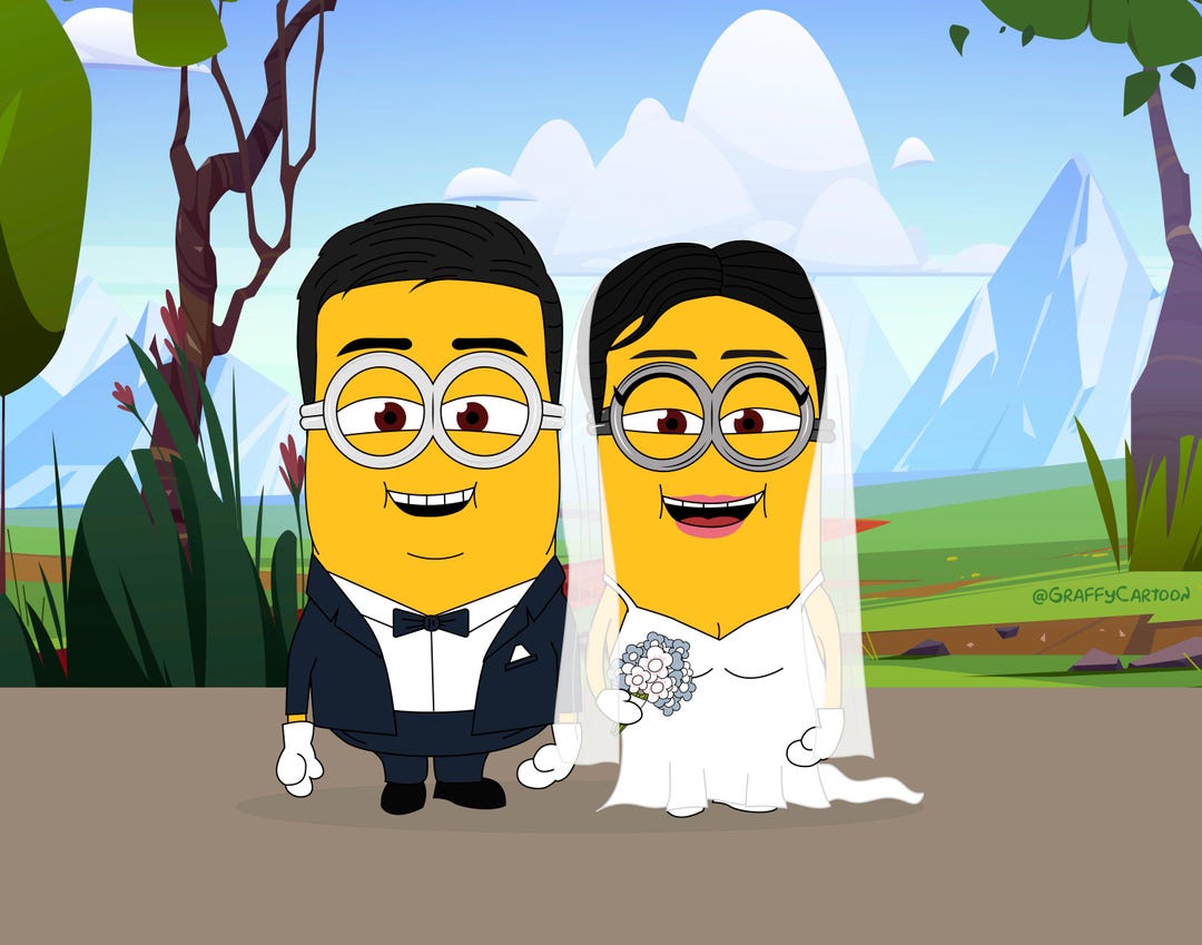 Minions Portrait Gift Christmas Couple Minion Custom Portrait Family ...
