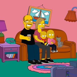 SALE Simpsons Portrait Fathers Gift Custom Family Cartoon - Etsy