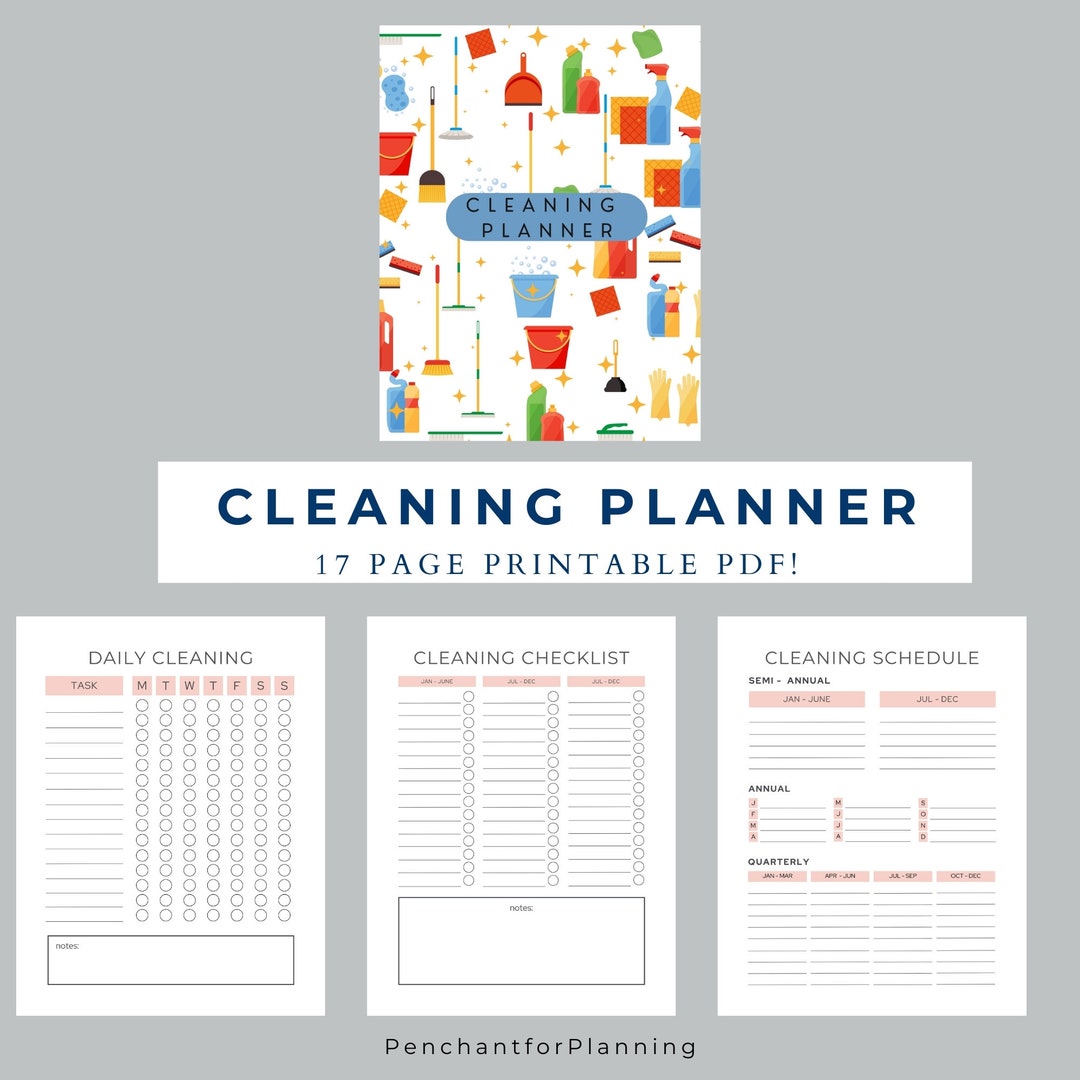 Cleaning Schedule Bundle Printable Cleaning Planner Bundle Weekly Monthly Yearly Cleaning ...