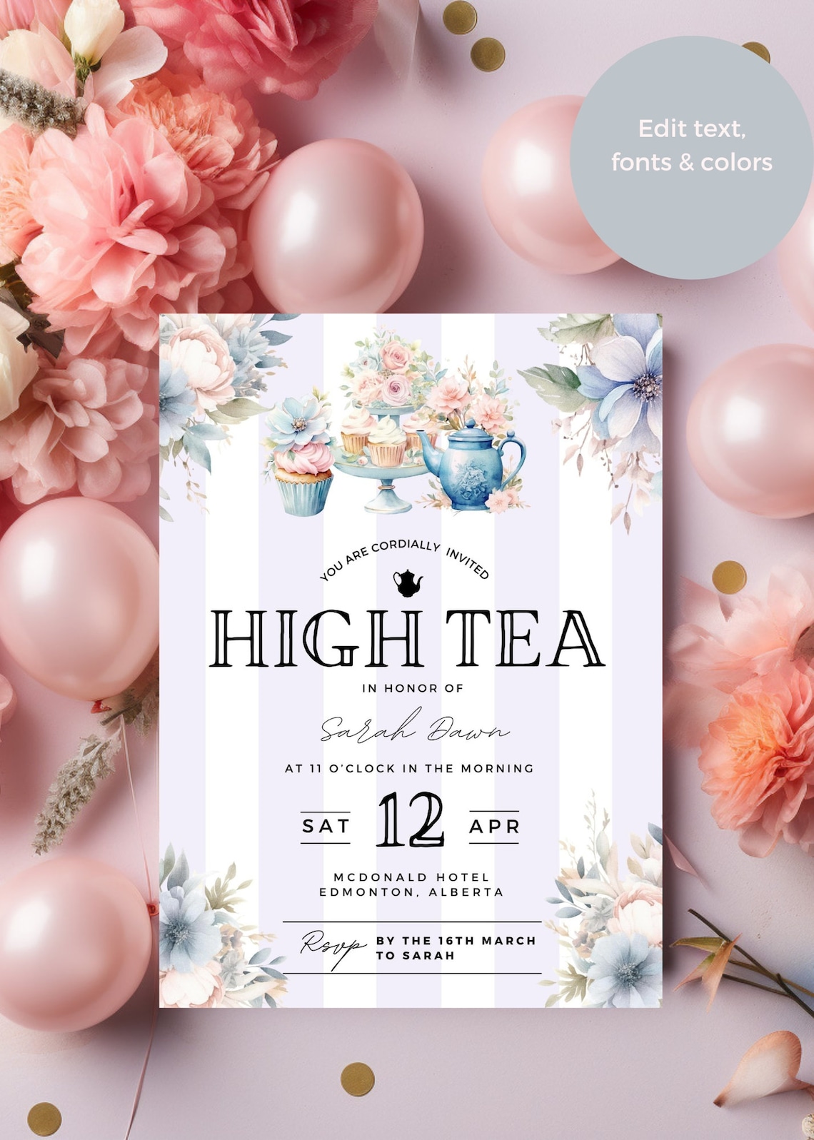 Invitation to High Tea Editable Digital Invitation for a - Etsy
