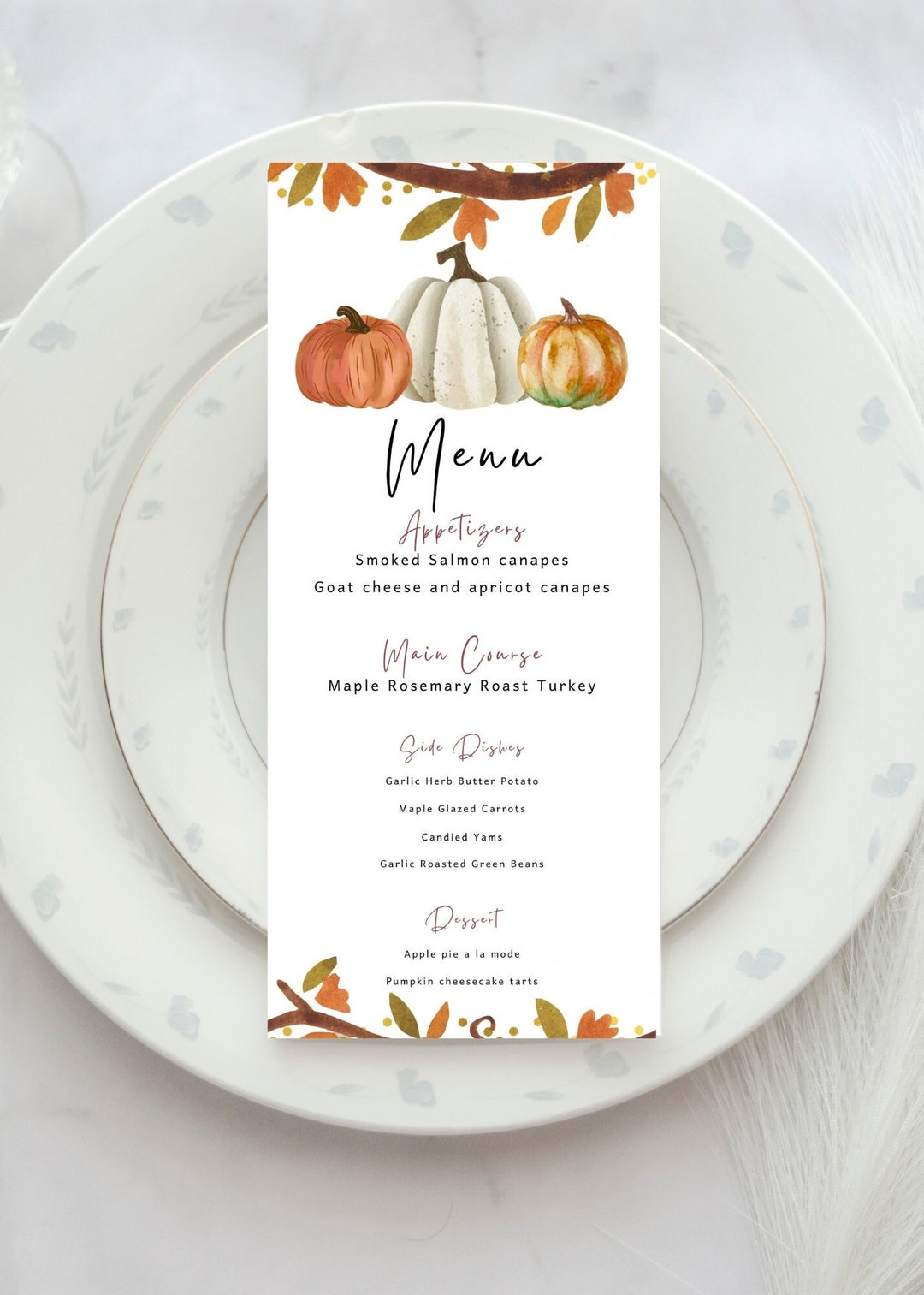 Thanksgiving Menu Template Printable Pumpkin Menu Editable - Etsy