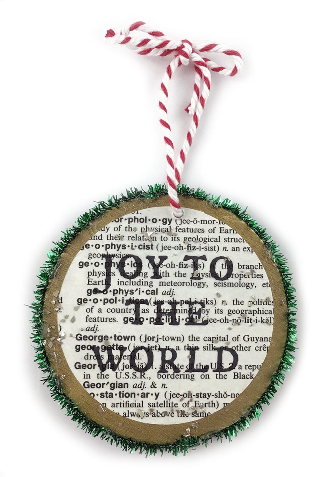 Vintage Dictionary Page Recycled Into Holiday Ornament Child in Sled ...
