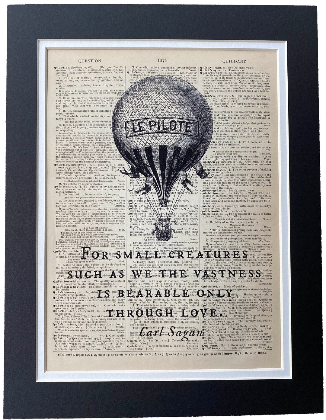 Repurposed Antique Dictionary Page Wall Decor - Carl Sagan Quote ...