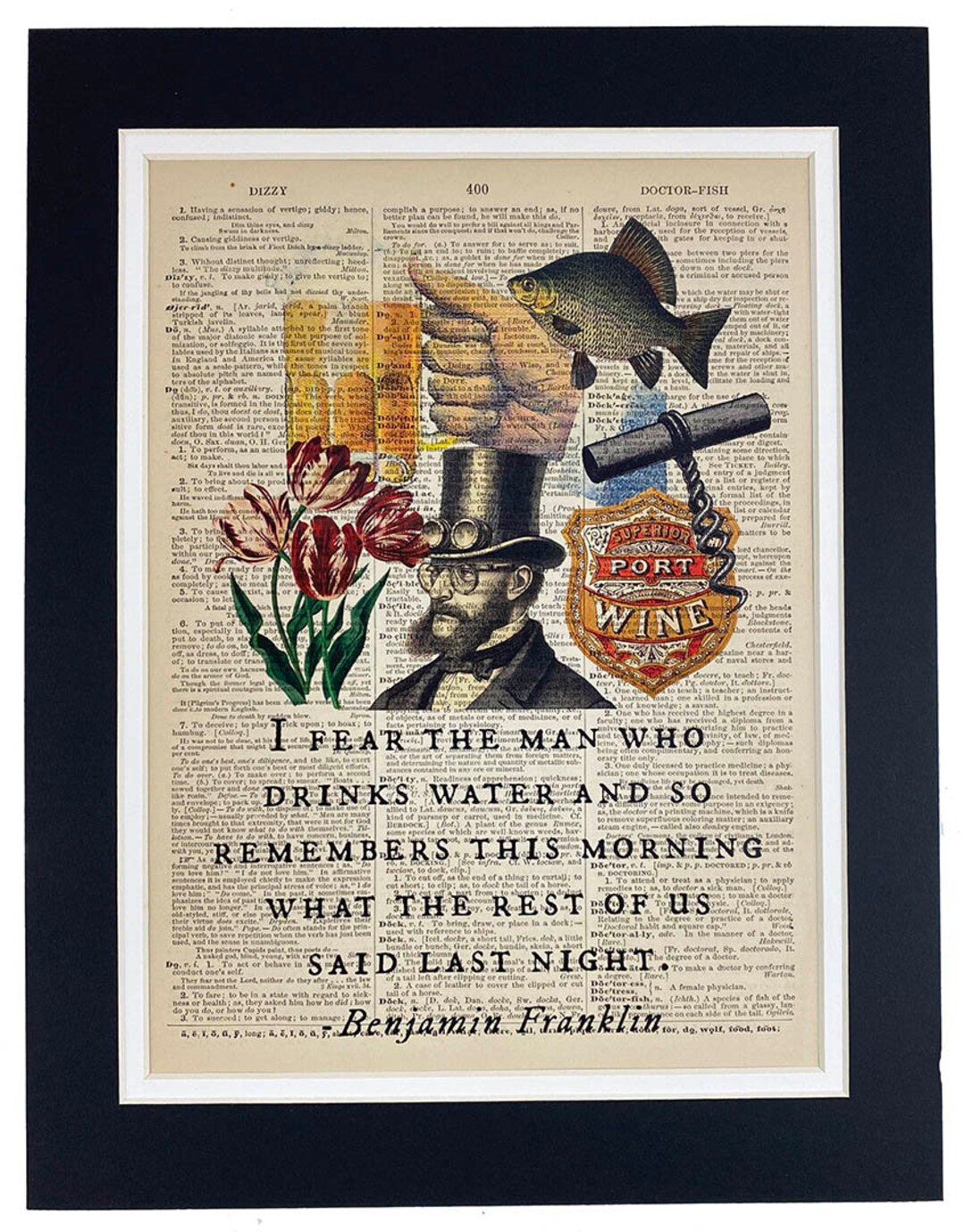 Repurposed Antique Dictionary Page Wall Decor - Vintage Illustrations ...