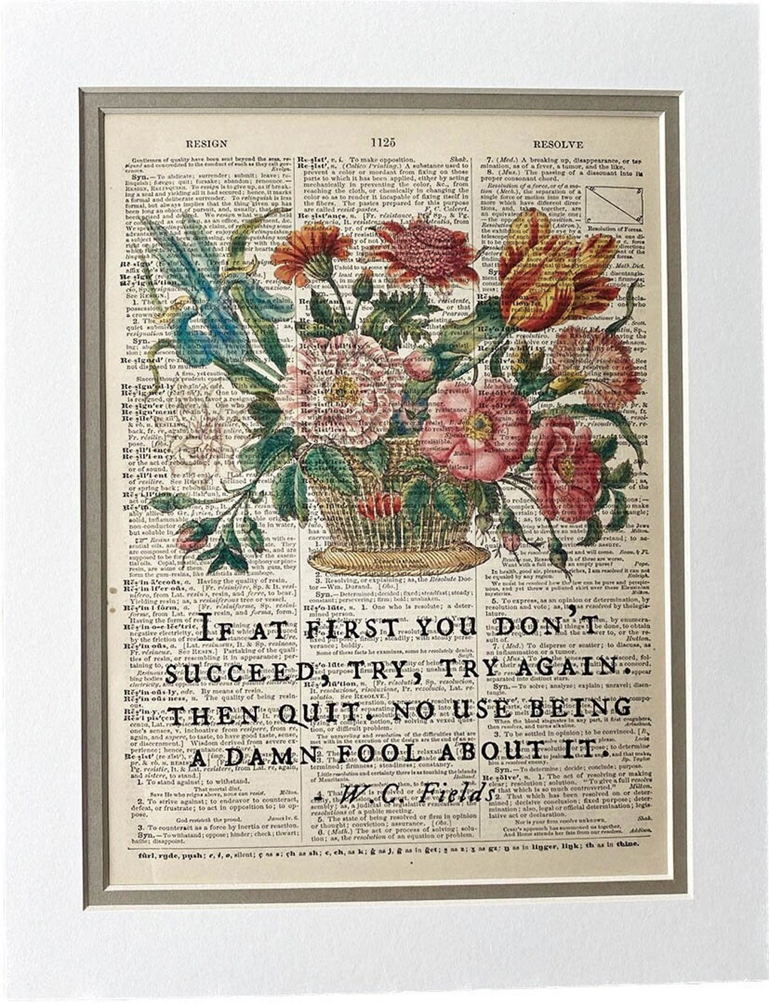 Repurposed Antique Dictionary Page Wall Decor - W. C. Fields Quote ...