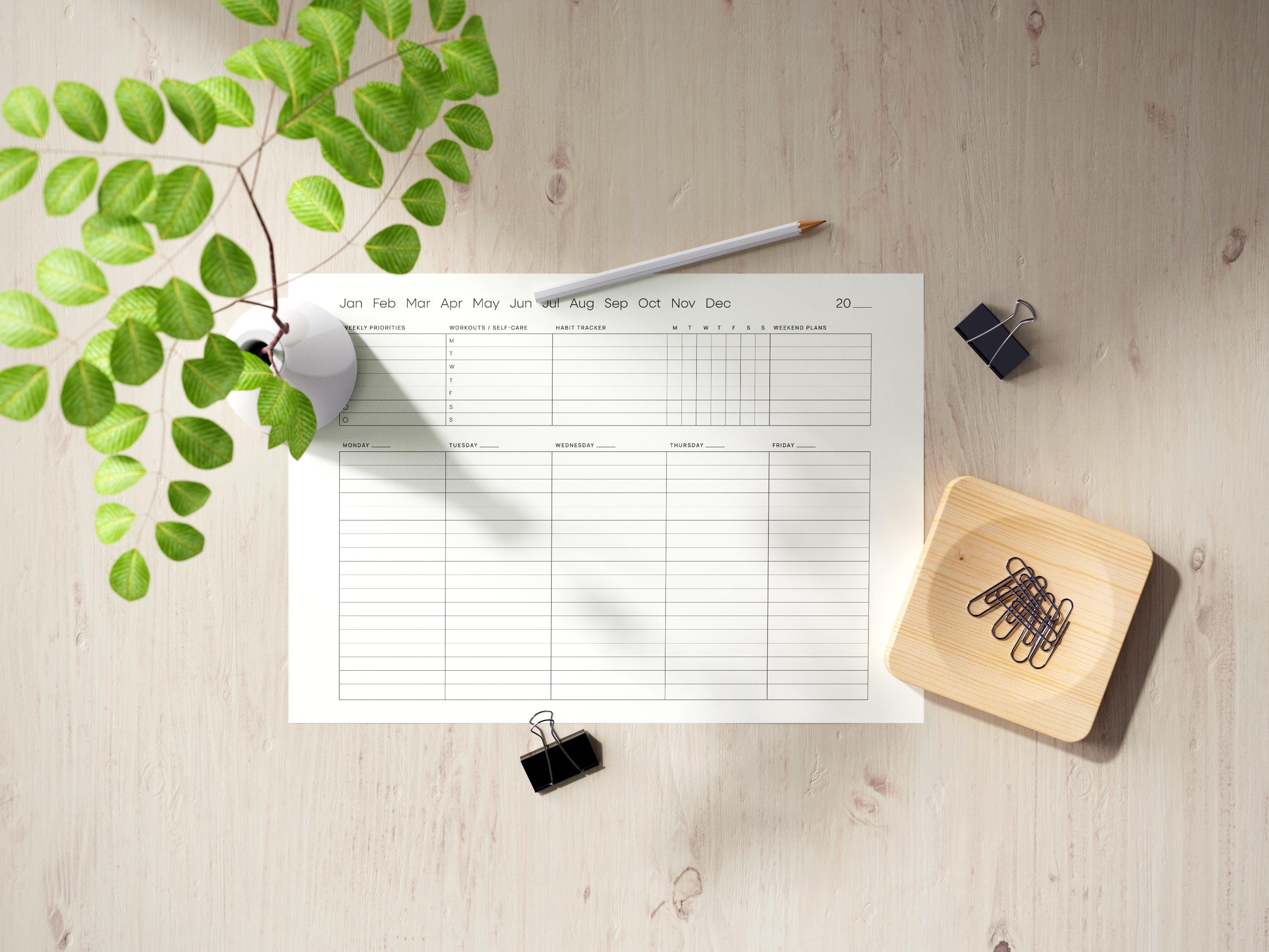 Ultimate Work Week Dashboard Planner Page Printable Digital at a Glance ...