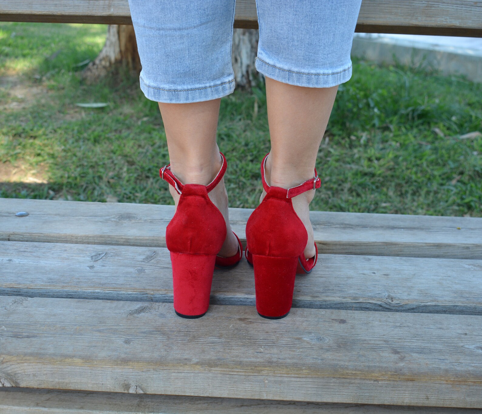 Red Velvet Block Heels Bow Wedding Sandals Red Bridal Shoes - Etsy