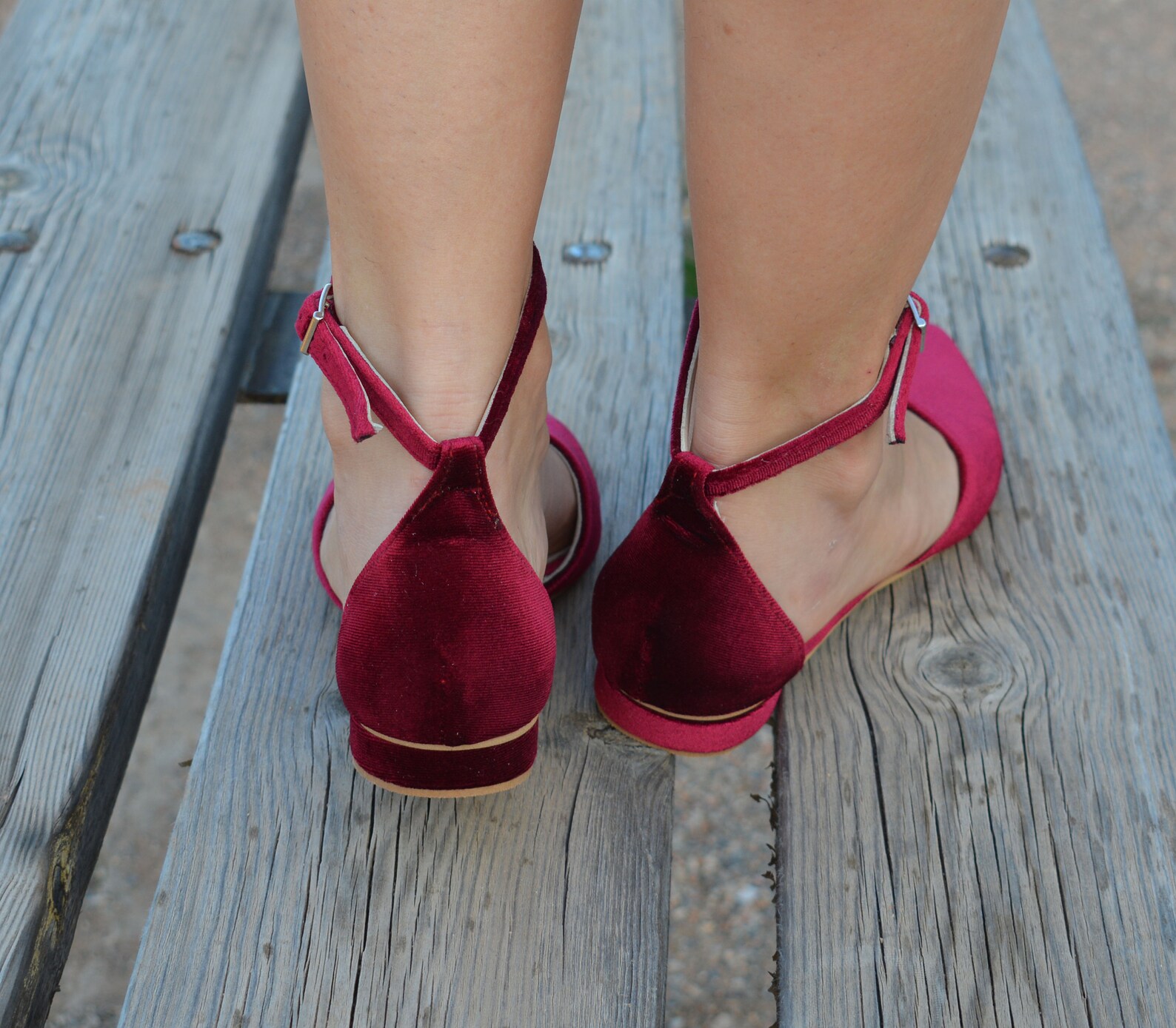 Ruby Red Velvet Ballet Pumps/ Burgundy Velvet Shoes/ Red - Etsy