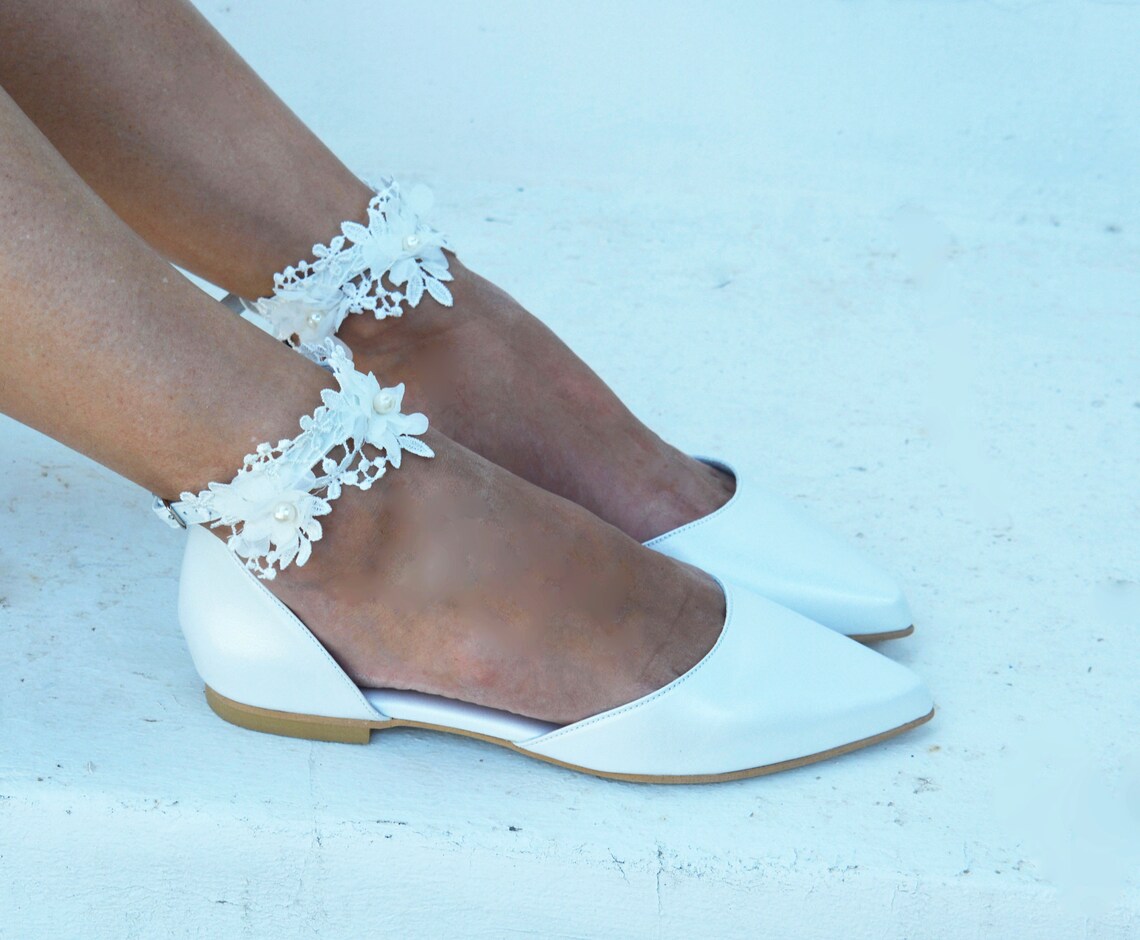 Lace Wedding Flats: Handmade Leather Bridal D'orsay Shoes - Etsy