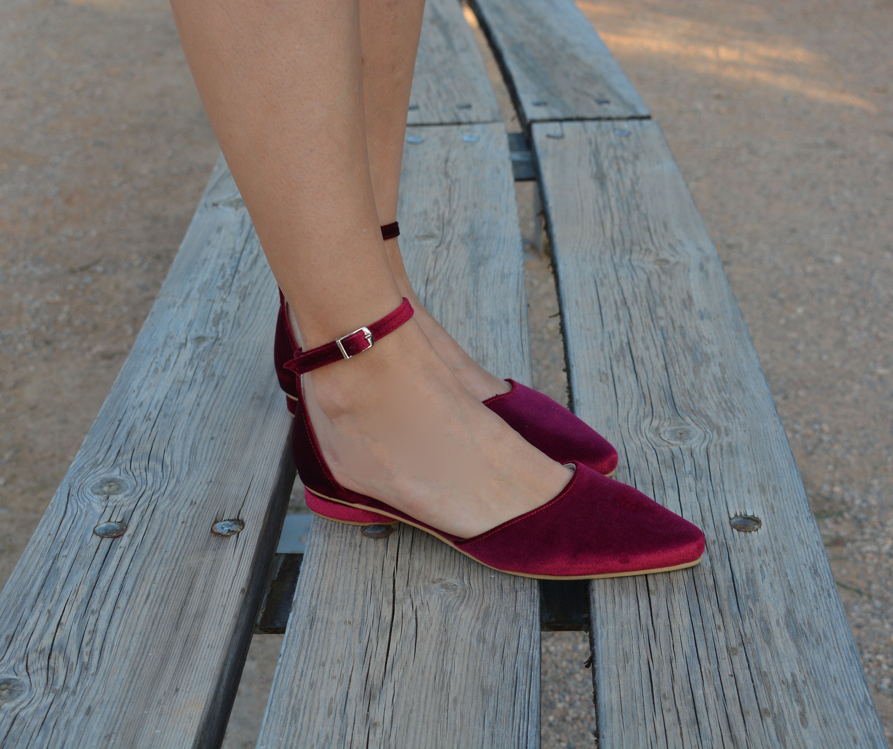 Ruby Red Velvet Ballet Pumps/ Burgundy Velvet Shoes/ Red - Etsy