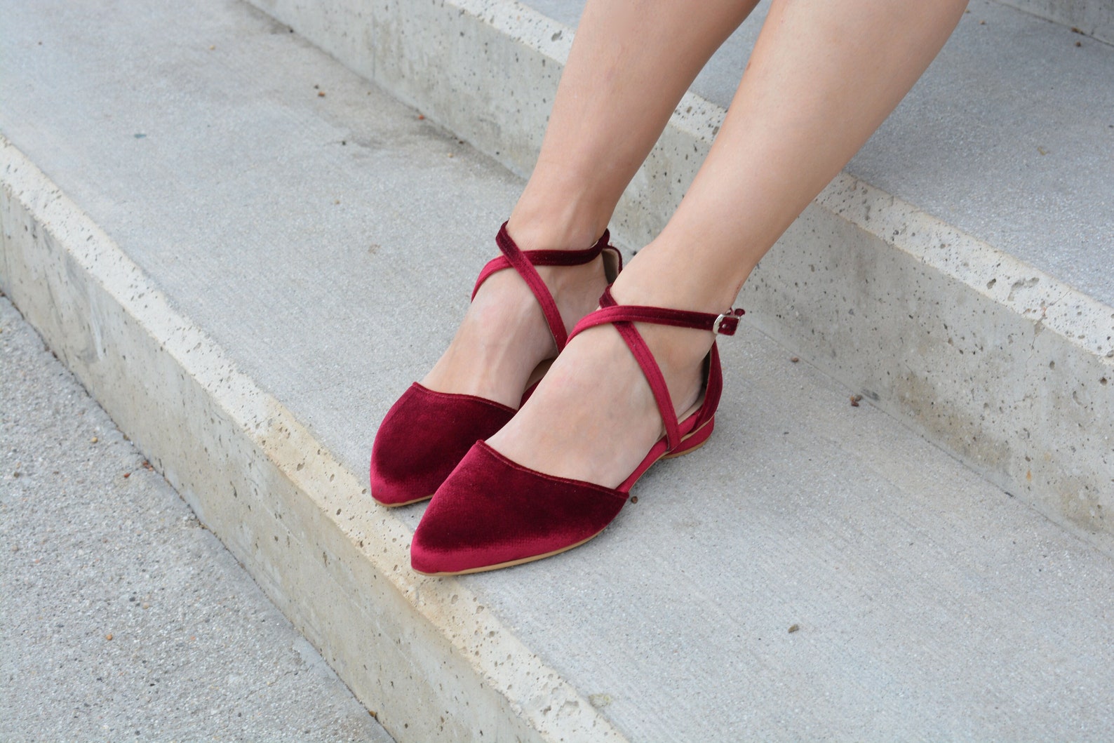 Dark Red Velvet Ballet Pumps/ Burgundy Red Velvet Shoes/ Red - Etsy
