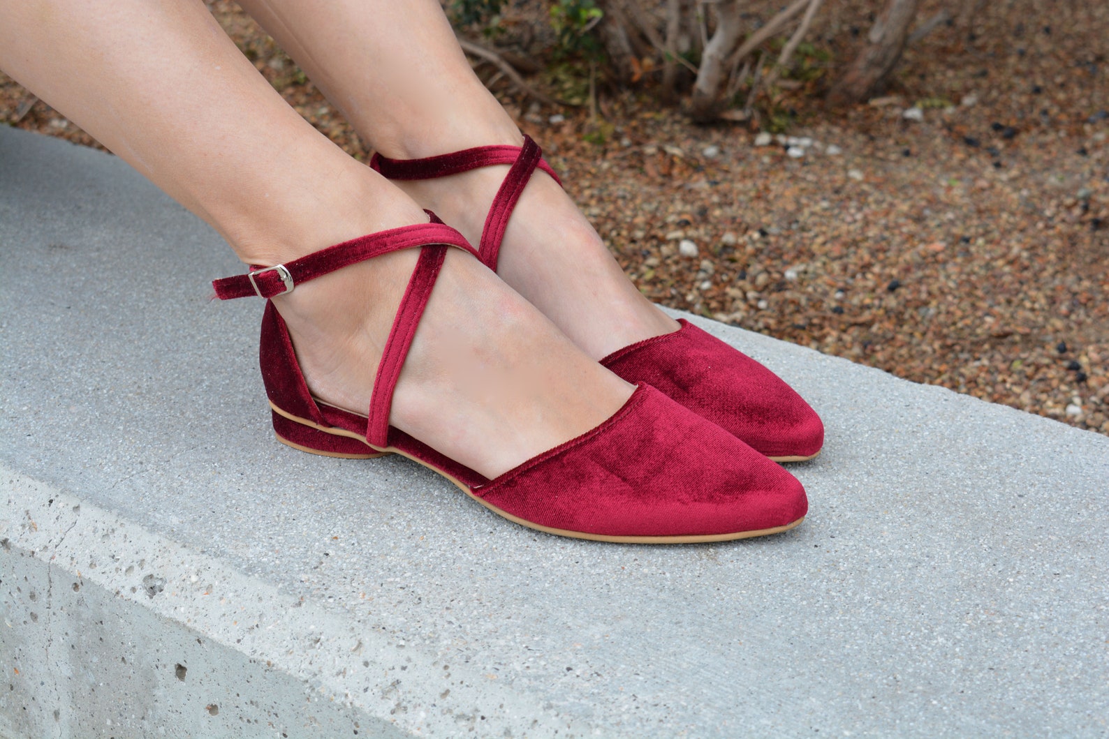 Dark Red Velvet Ballet Pumps/ Burgundy Red Velvet Shoes/ Red - Etsy