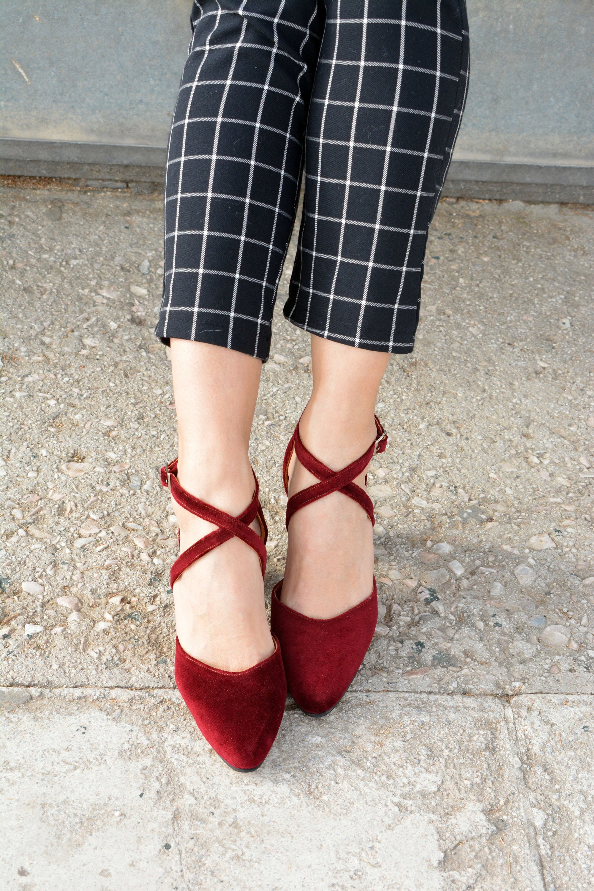 Velvet Block Heels Burgundy Wedding Shoes Dark Red Velvet | Etsy