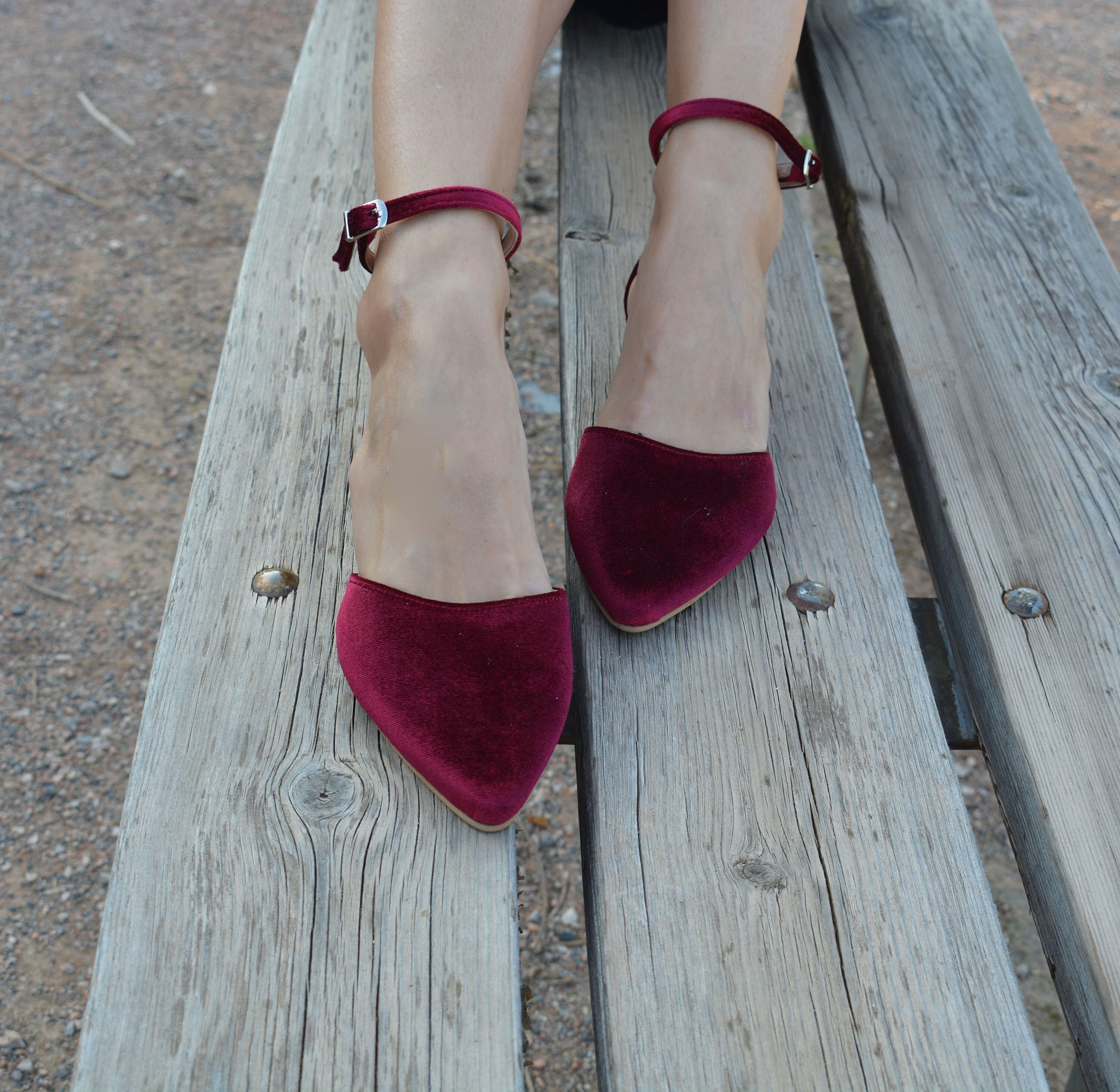 Ruby Red Velvet Ballet Pumps/ Burgundy Velvet Shoes/ Red - Etsy