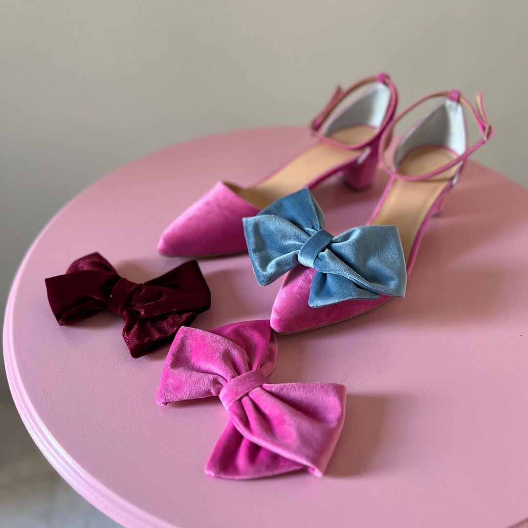 Velvet Bow Shoe Clips - Removable Shoe Bow Clips - Removable Velvet ...