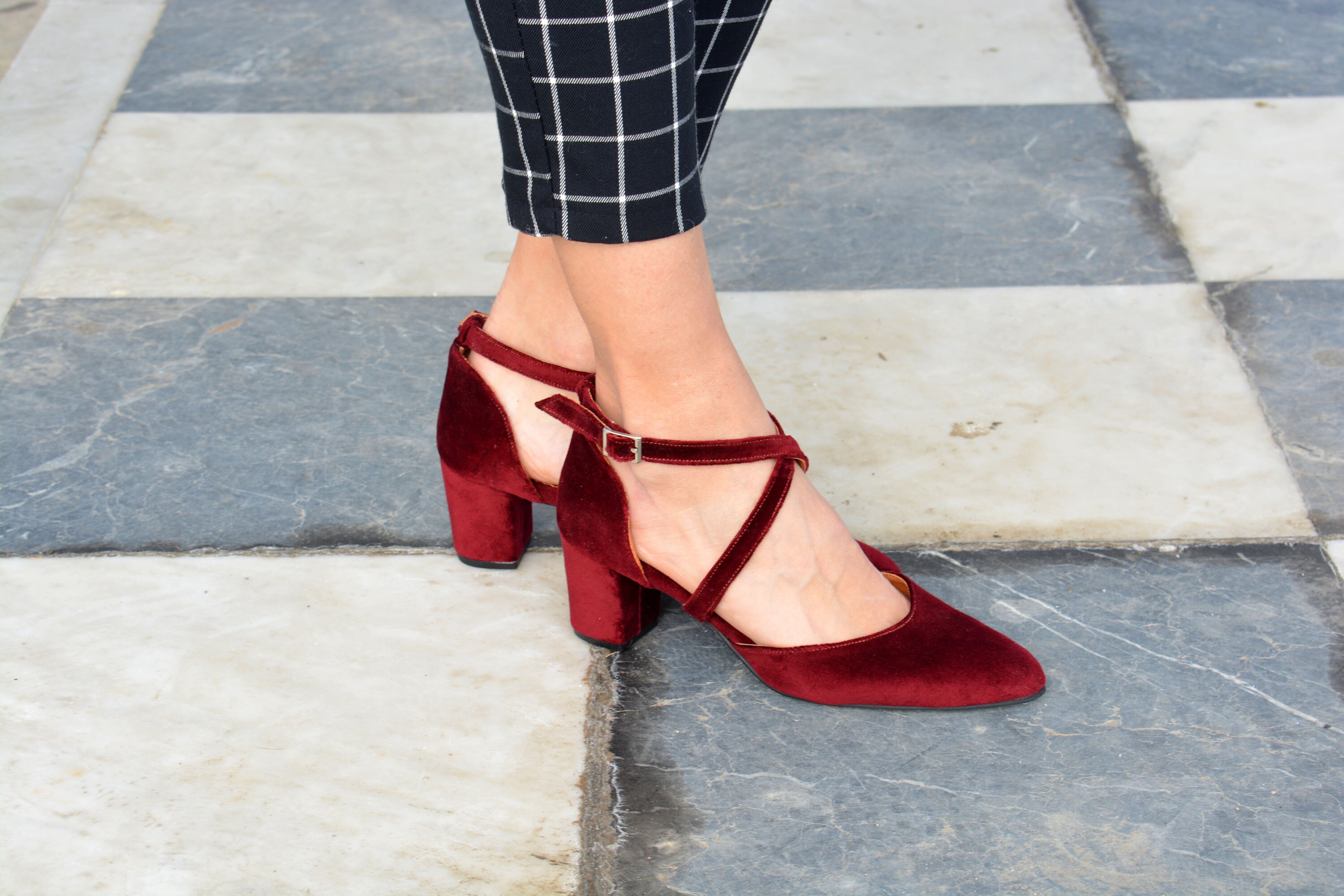 Velvet Block Heels Burgundy Wedding Shoes Dark Red Velvet - Etsy