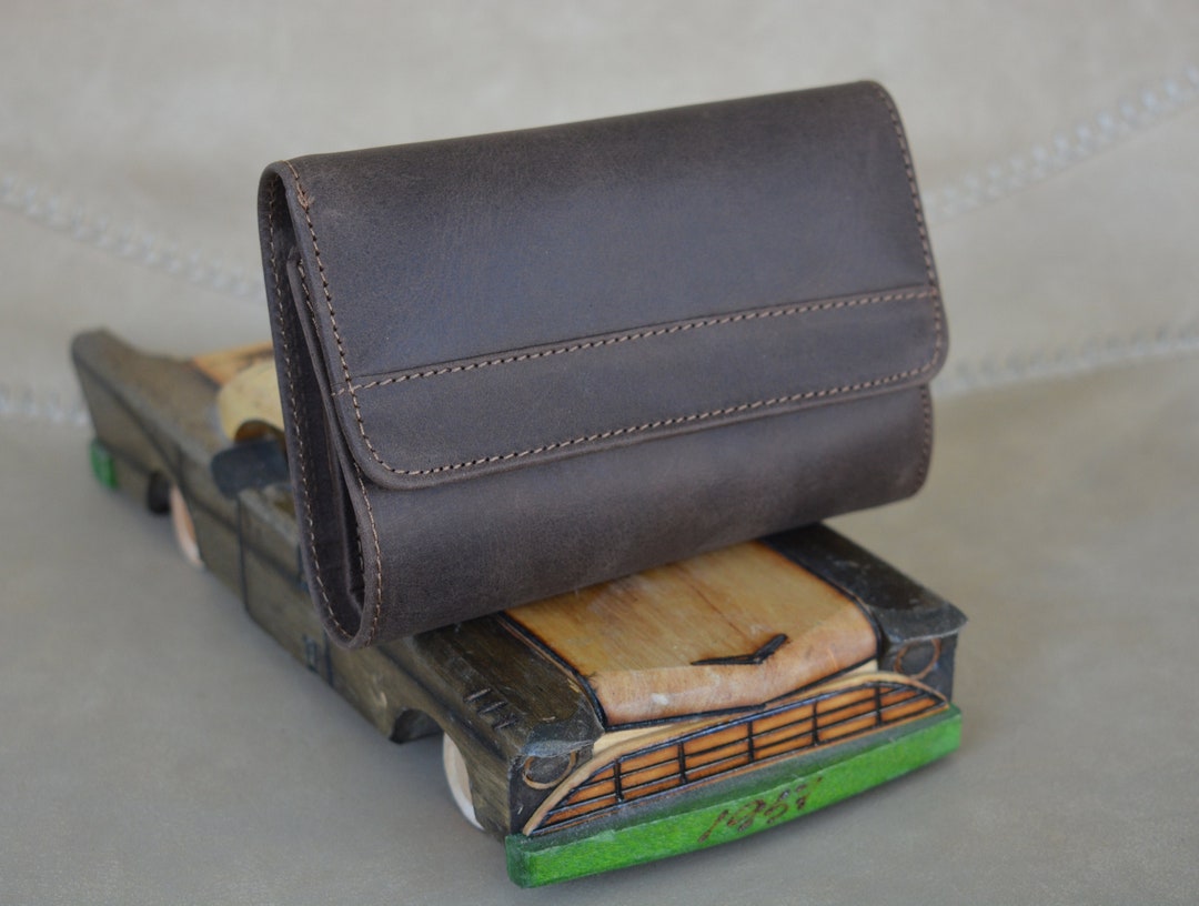 Handmade Dark Brown Leather Wallet: Women's Flap Purse - Etsy