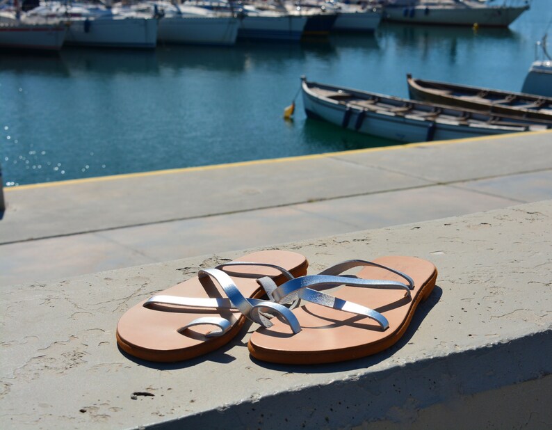 Silver Sandals ''athena'' Greek Sandals - Etsy