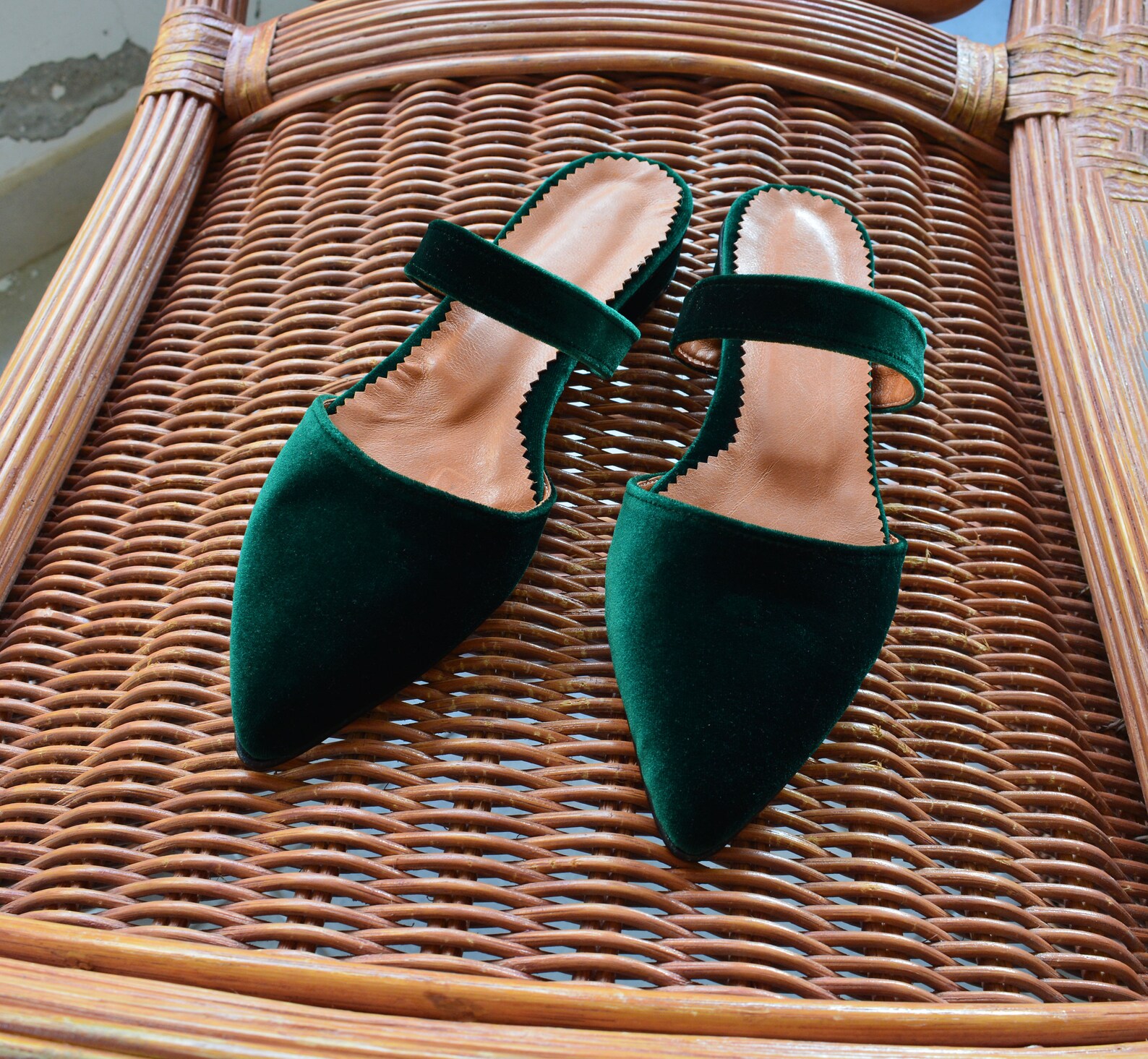 Red Velvet Mules Mules Shoes Women's Leather Mules | Etsy