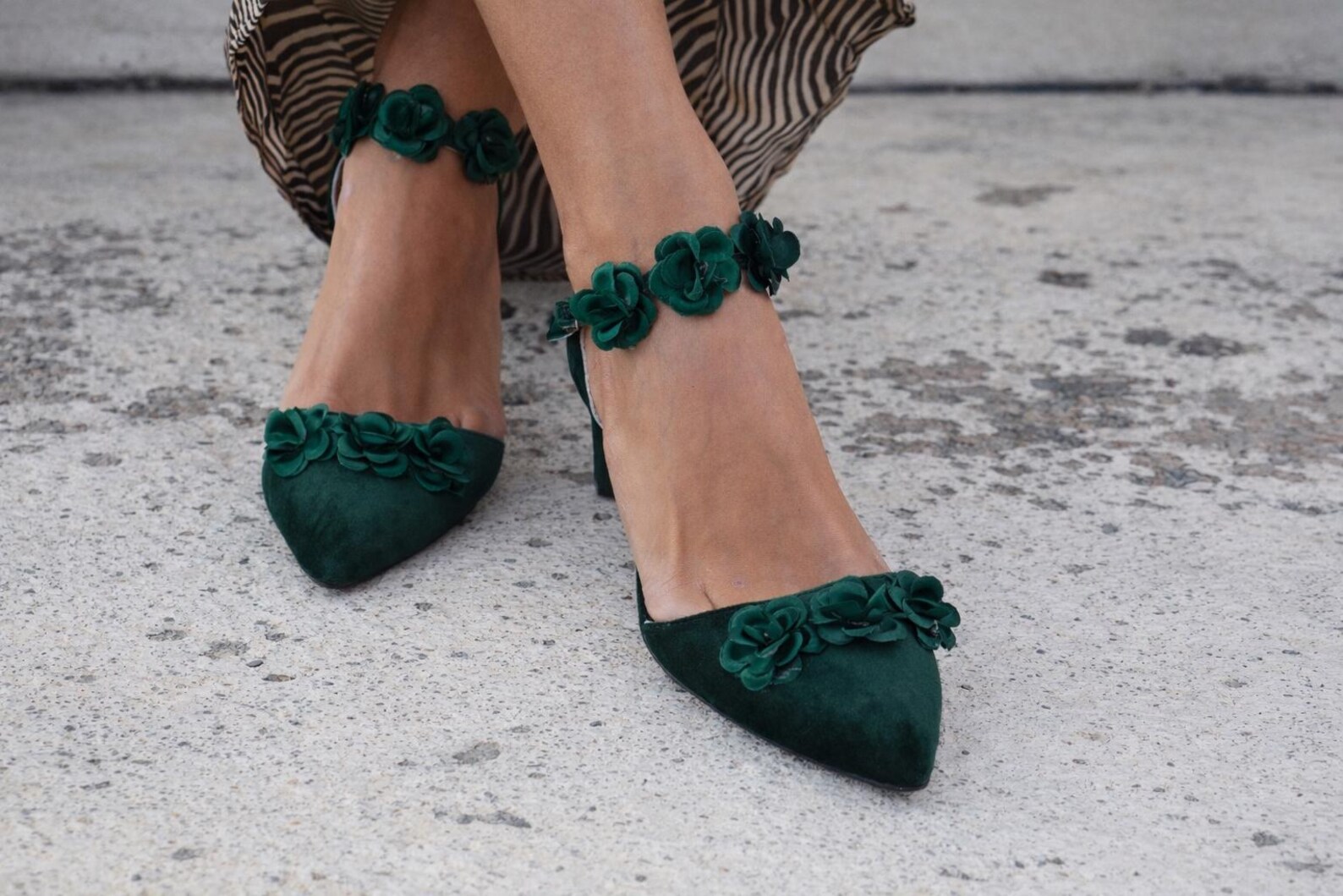Emerald Green Velvet Block Heels: Handmade Flower Wedding Shoes - Etsy