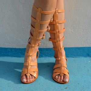 Leather Gladiator Sandals: Knee High Greek Spartan Style - Etsy