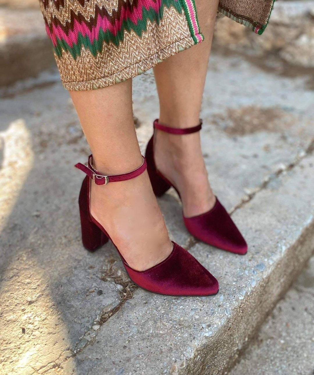 Burgundy Velvet Shoes - Burgundy Wedding Shoes - Red Velvet Bridal Shoe ...