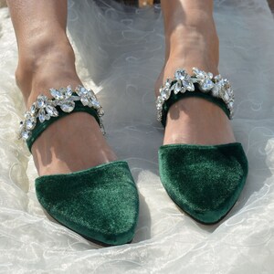 Emerald Velvet Shoes, Velvet Mules Shoes, Green Velvet Shoes, Evening ...