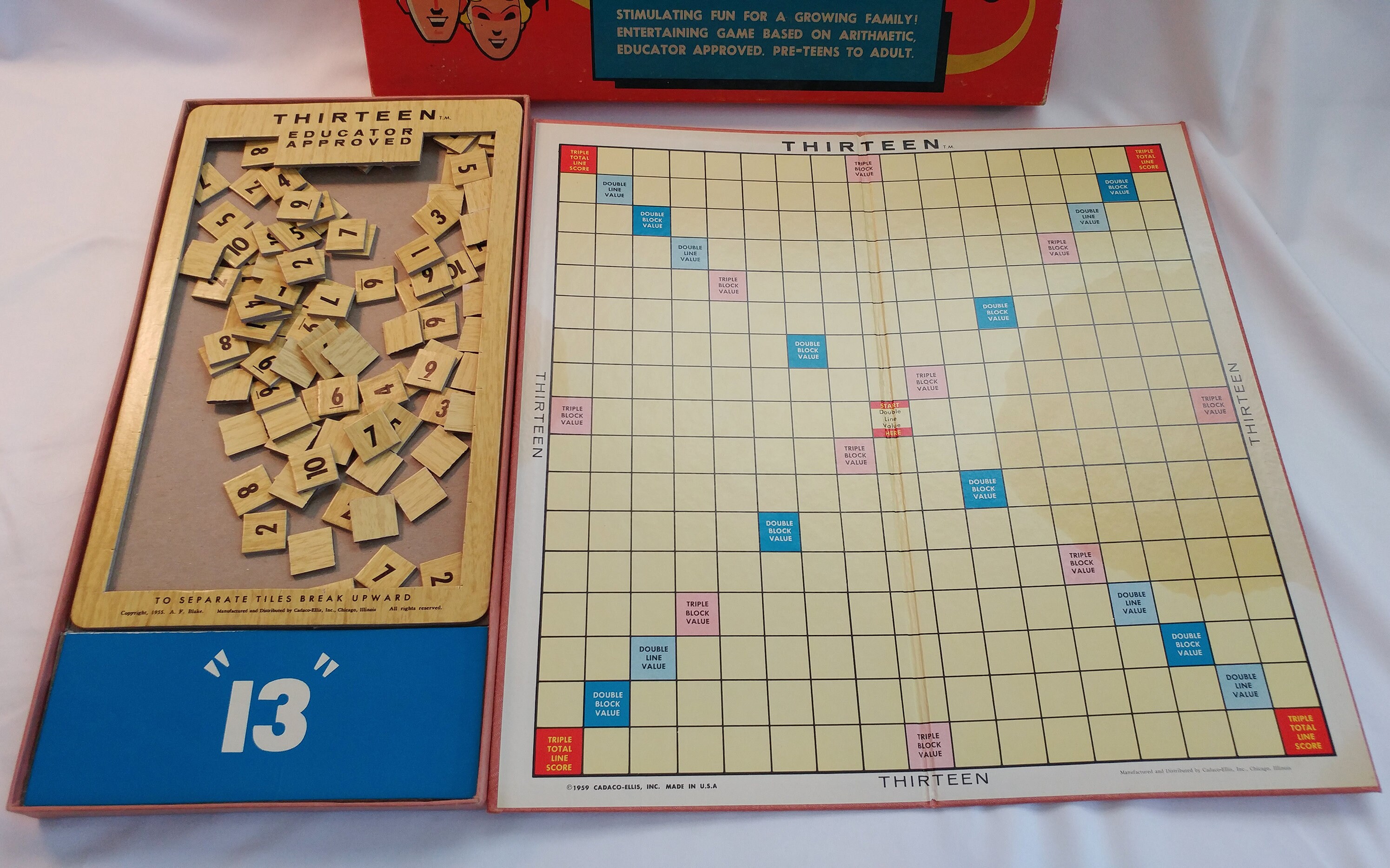 1959 Cadaco Ellis Thirteen Multiplication Table Mathematical Board Game ...
