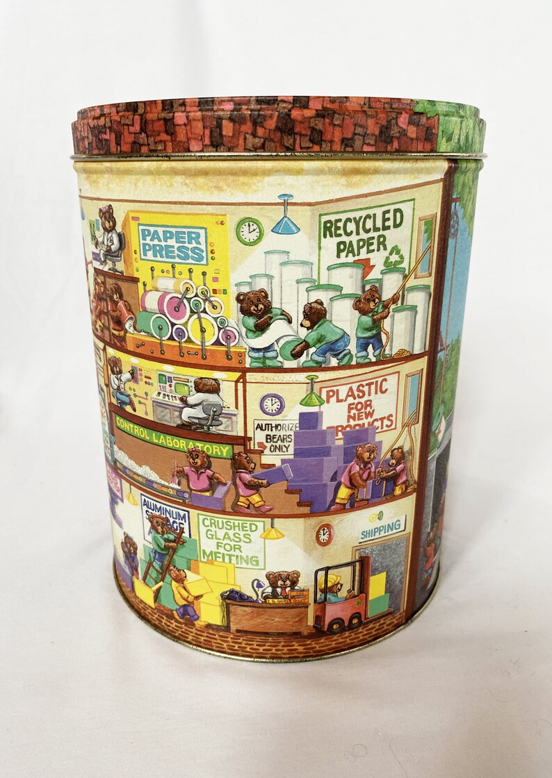 1980s/1990s Kitsch Bear Recycling Center Tin - Etsy