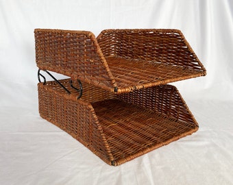 Vintage 2-tiered Metal Paper Tray 1950s 60s Office Document In-box Out ...