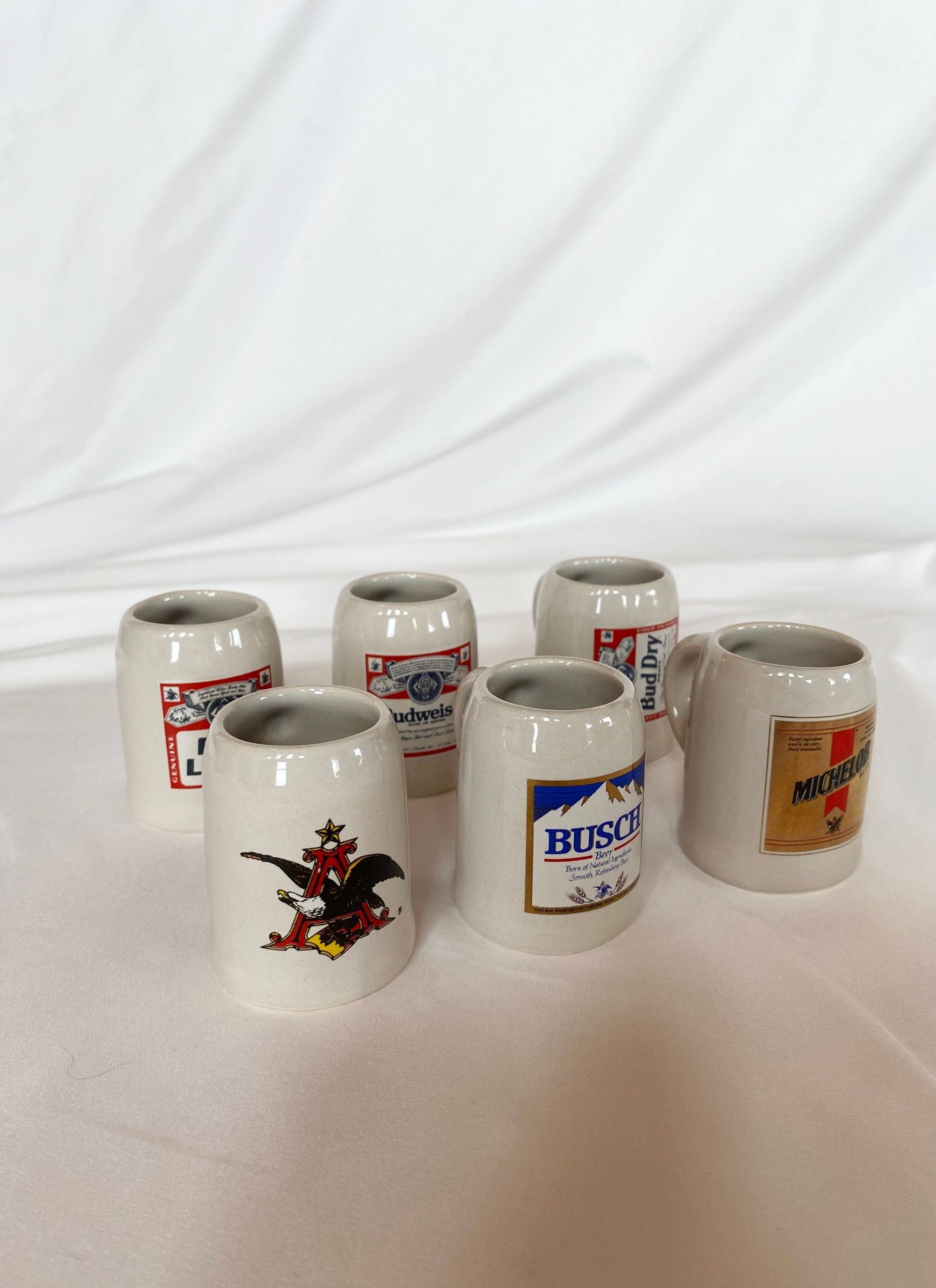 1980s Mini Budweiser Branded Beer Mugs Set of 6 - Etsy
