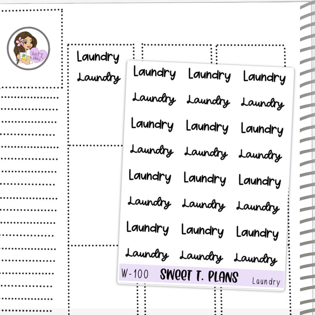 Laundry Word Script W100 Doodle Functional Sticker Erin - Etsy