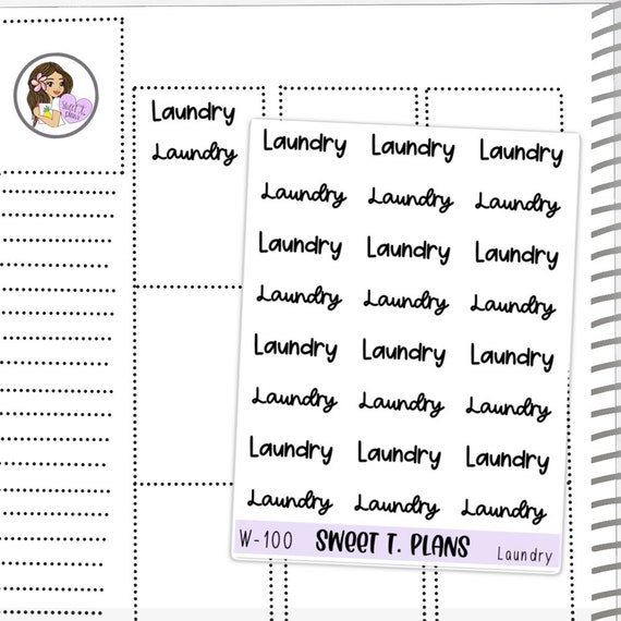 Laundry Word Script W100 Doodle Functional Sticker Erin | Etsy