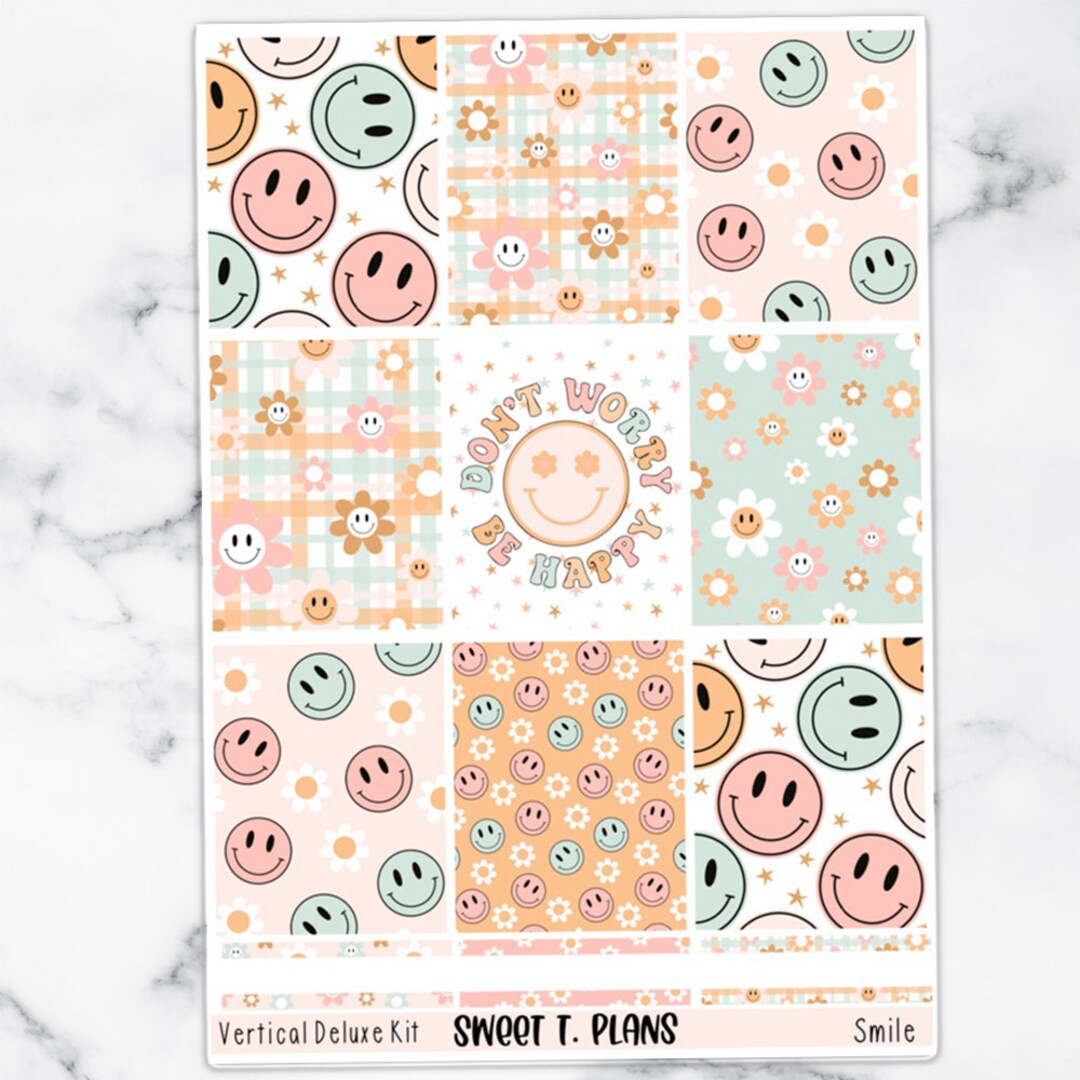 Smile Happy Smiley Face Be Happy Kit Stickers Weekly Planner - Etsy