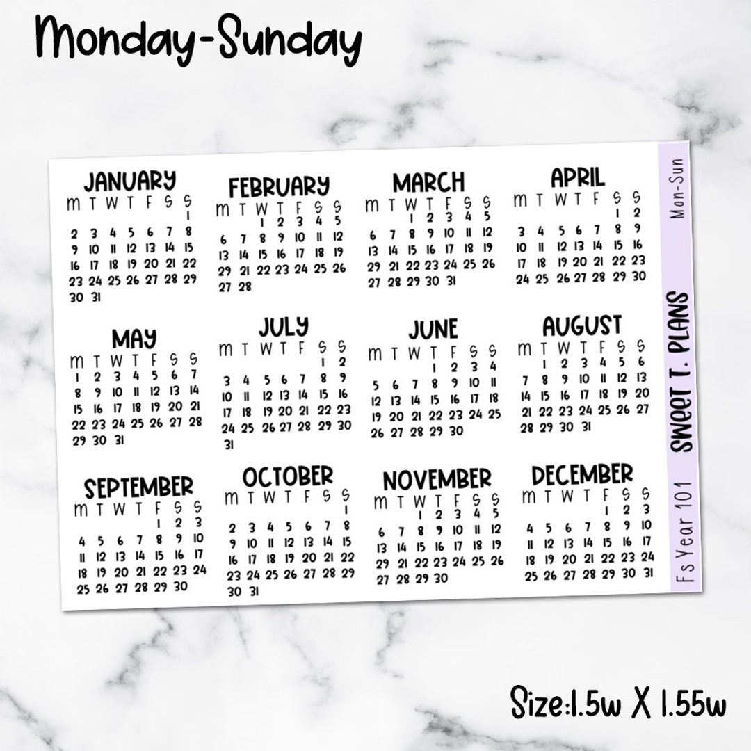 2023 at A Glance Monthly Calendar Stickers Labels Planner - Etsy
