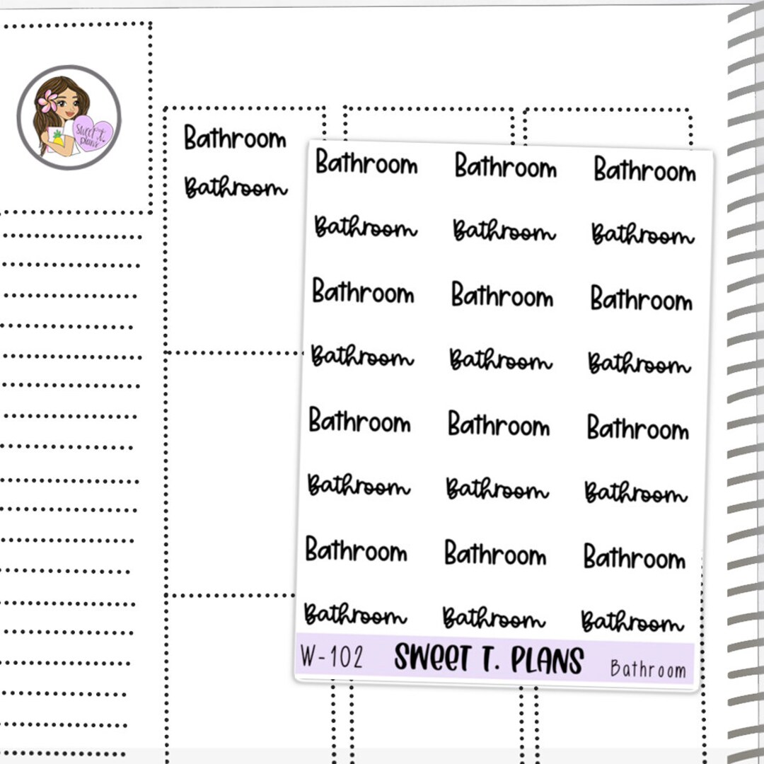 Bathroom Word Script W102 Doodle Functional Sticker Erin - Etsy
